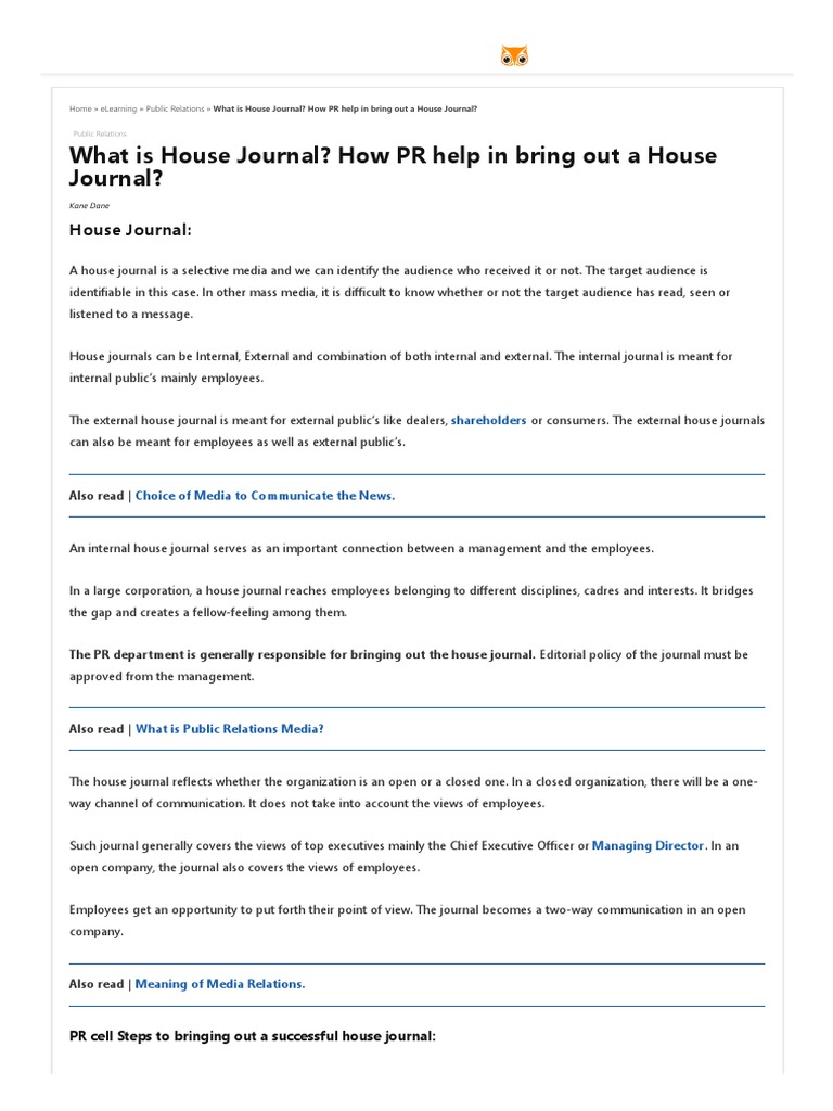 What Is House Journal? How PR Help in Bring Out A House Journal? | PDF ...