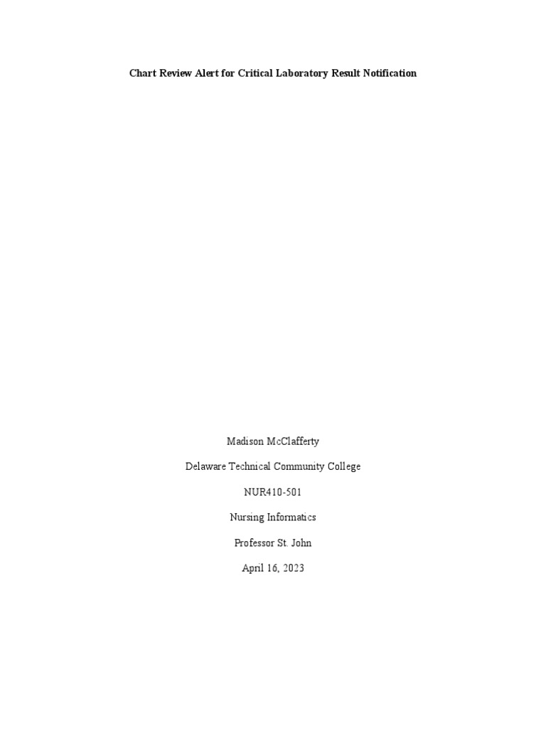 Critical Lab Result Notification System | PDF | Electronic Health ...