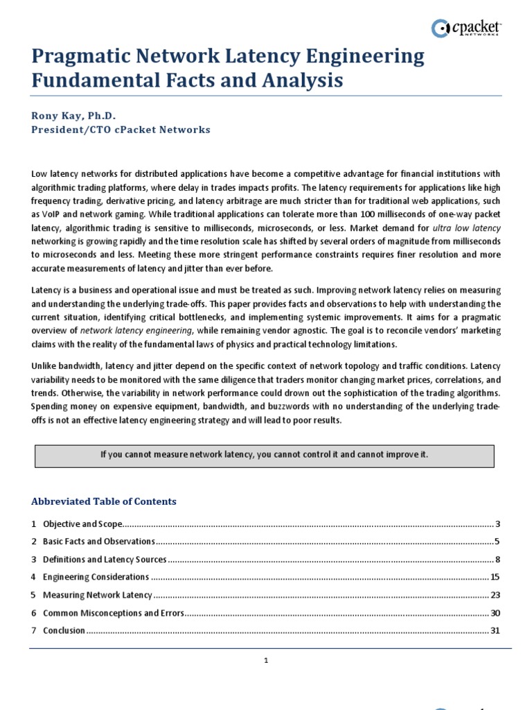 Introduction To Network Latency Engineering | PDF