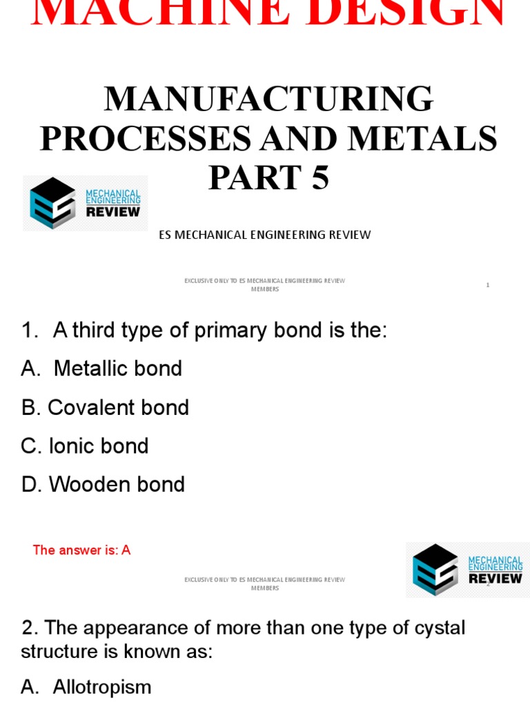 Part 5 Materials And Manufacturing Elements Pdf