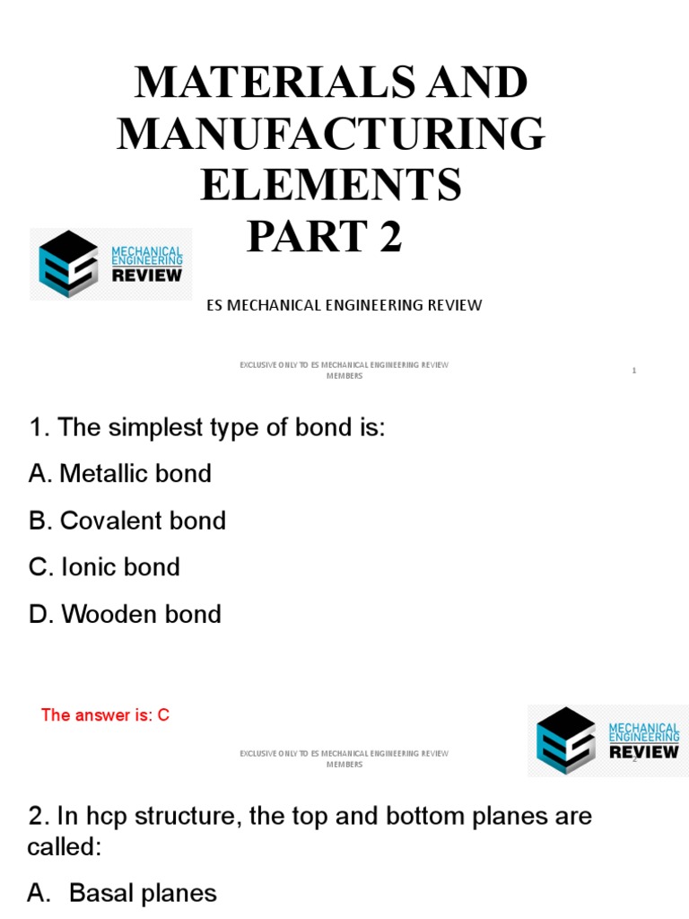 Part 2 - Materials and Manufacturing Elements | PDF | Forging | Steel