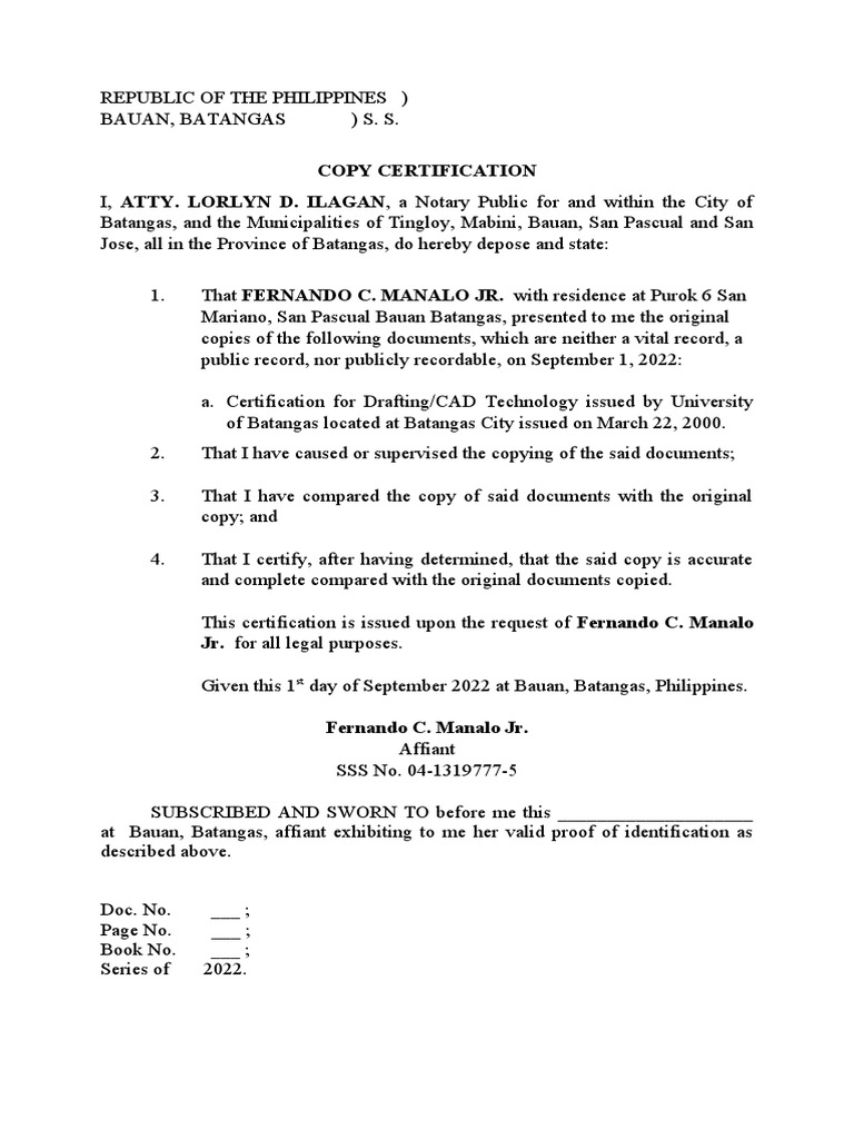 Copy Certification | PDF