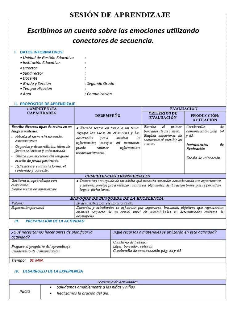 Com-Escribimos Cuento Emociones | PDF | Evaluación | Aprendizaje