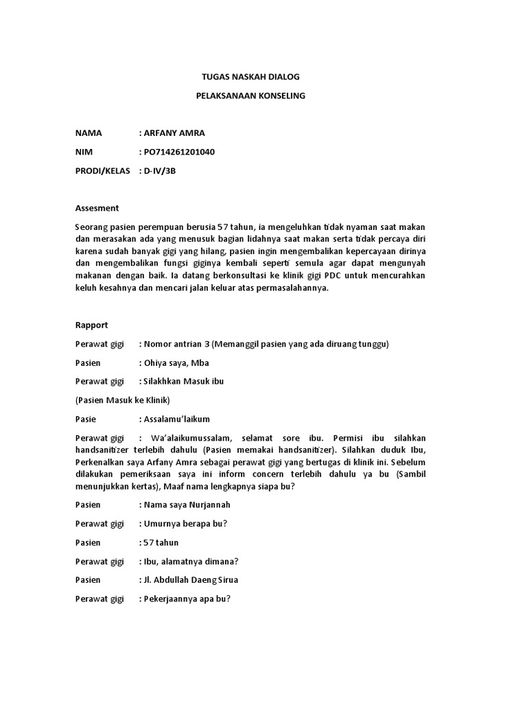 Tugas Naskah Dialog - BK | PDF