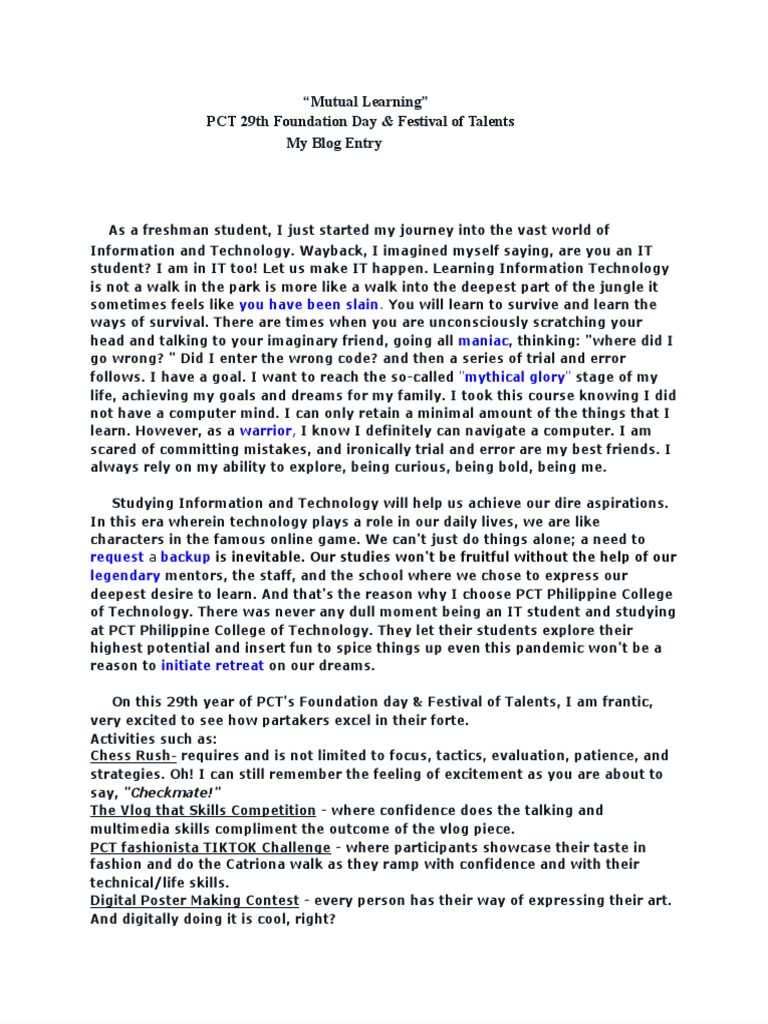 Blog Entry #4 Ict Bajada 2ND Batch (Ict) - Hannie Andres | PDF