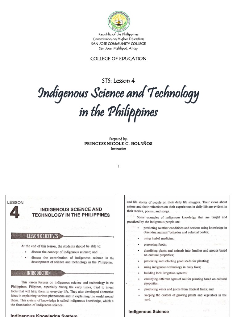 STS Lesson 4 - INDIGENOUS SCIENCE AND TECHNOLOGY IN THE PHILIPPINES | PDF