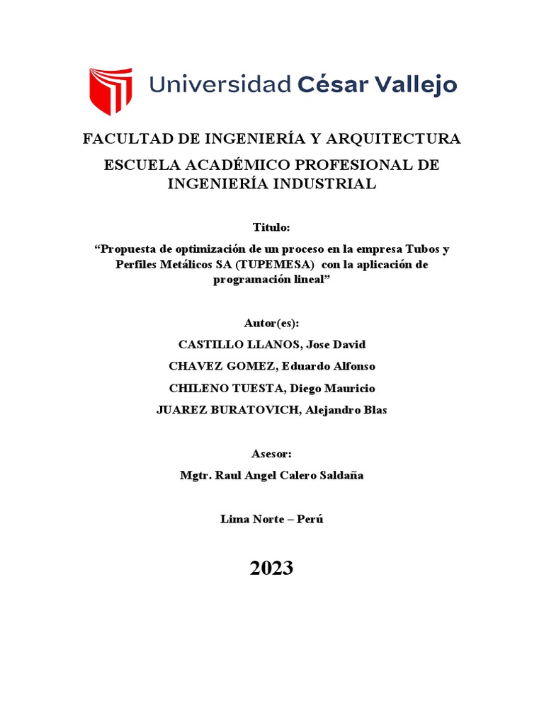 Proyecto de Investigacion de Io - 92% | PDF | Programación lineal | Calidad (comercial)