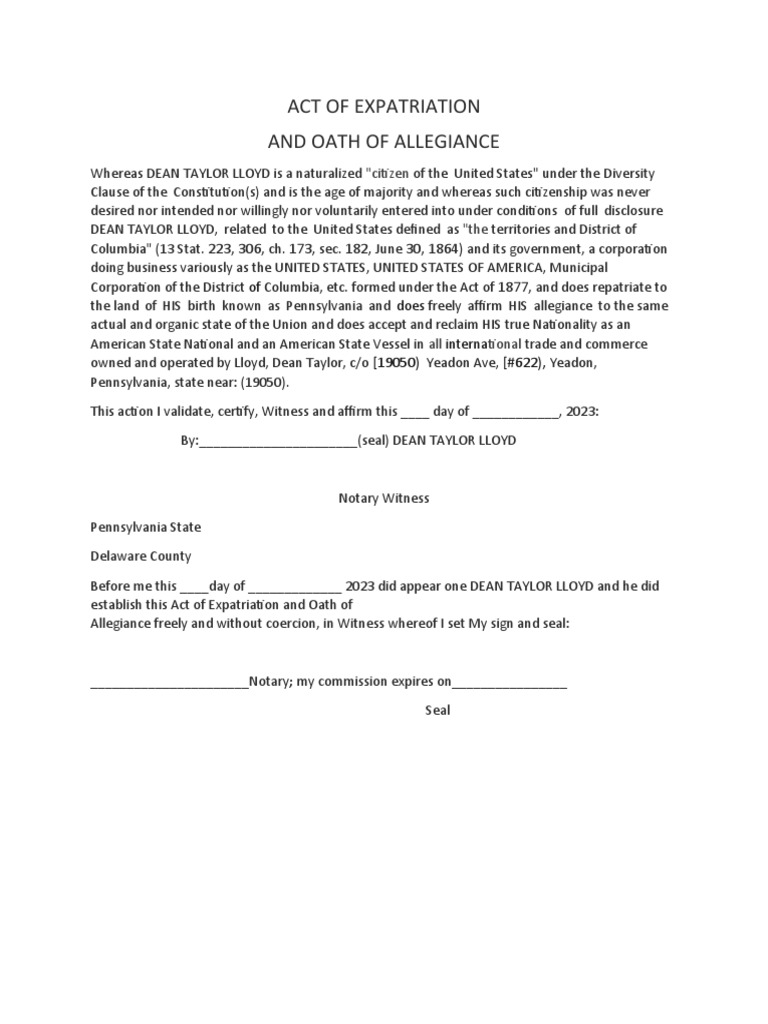 Act of Expatriation | PDF