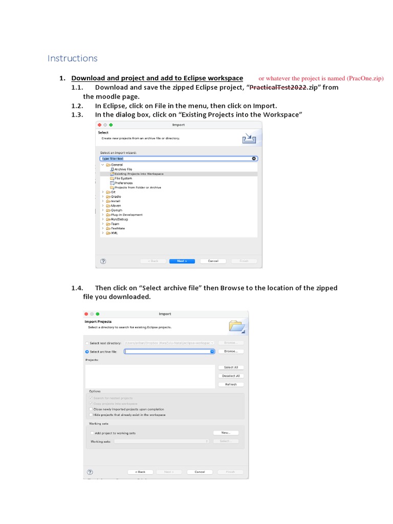 Instructions: 1. Download and Project and Add To Eclipse Workspace | PDF