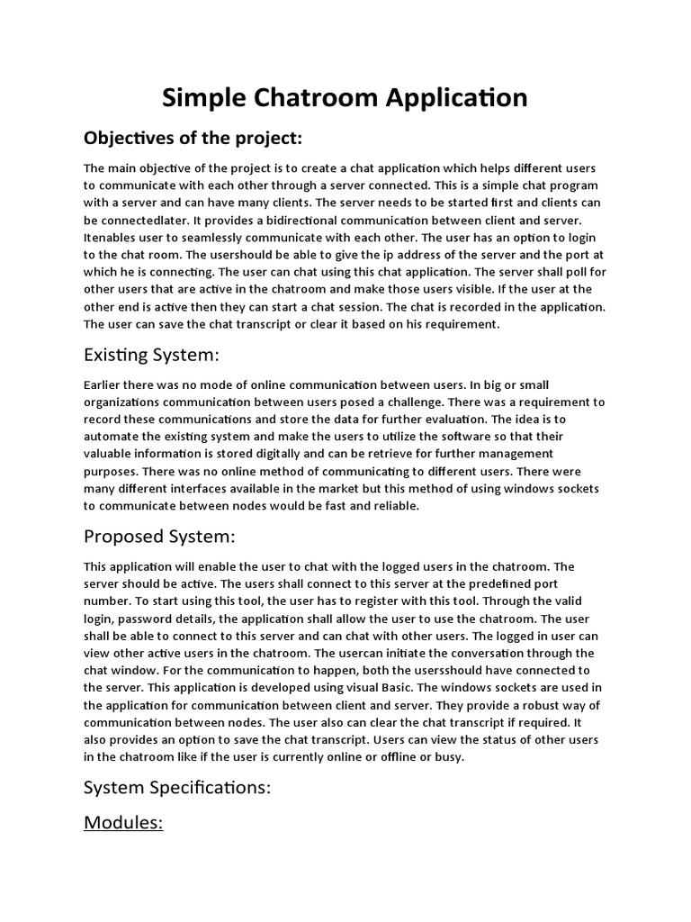 Simple Chatroom Application Overview | PDF | User (Computing) | Port ...