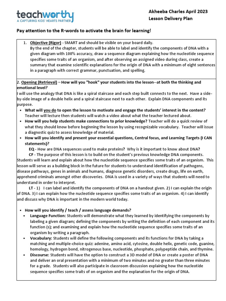 lesson delivery plan | PDF