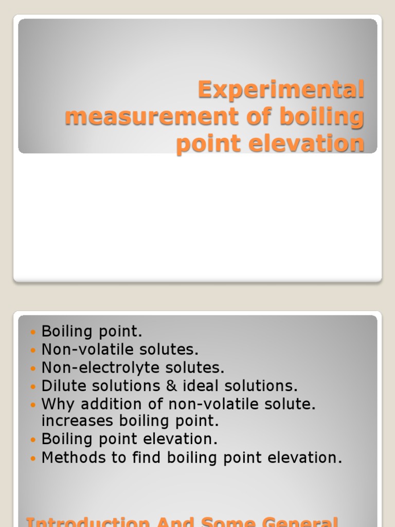 Boiling Point Elevation Methods Explained | PDF | Solution | Phases Of ...