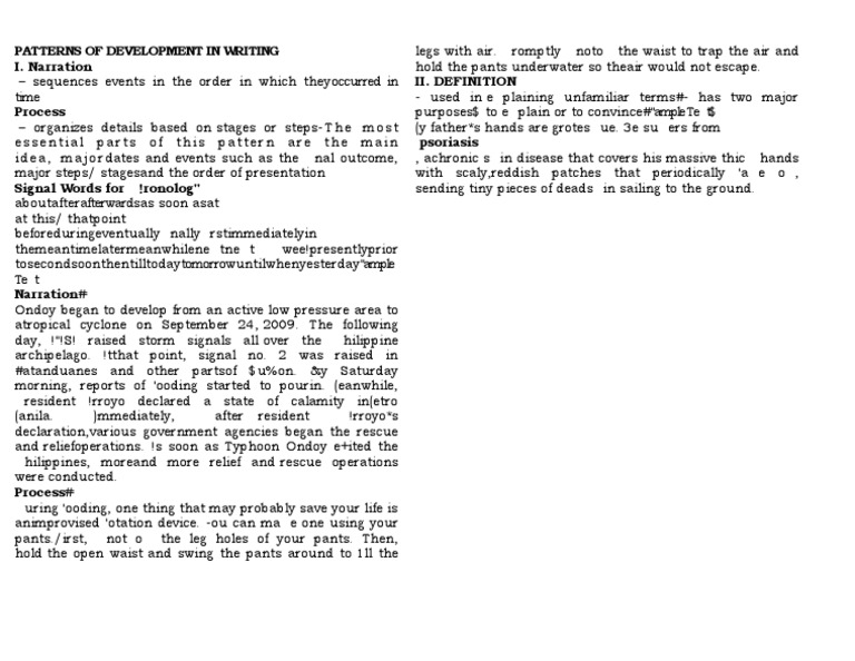 Patterns of Development in Writing | PDF