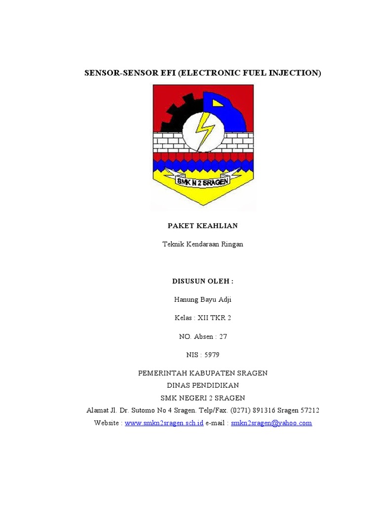 Sensor-Sensor Efi (Electronic Fuel Injection) : Teknik Kendaraan Ringan | PDF