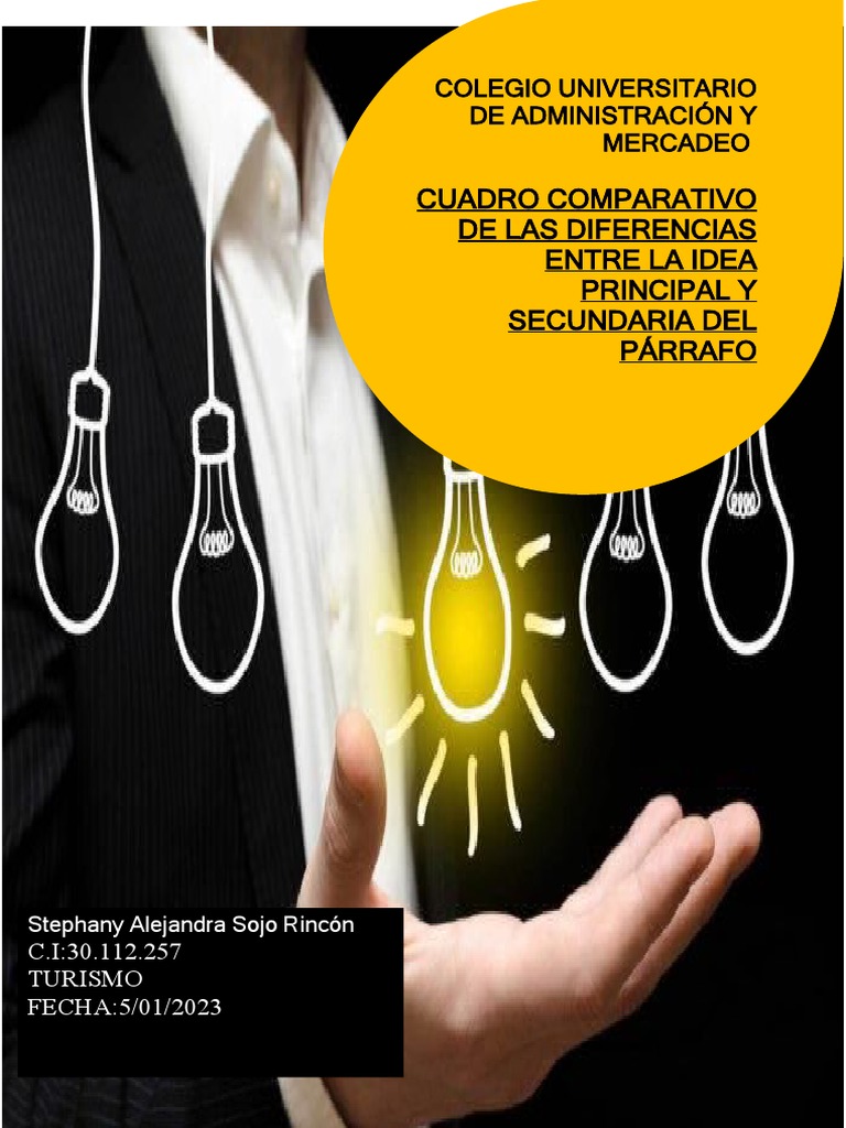 Cuadro comparativo de diferencias entre la idea principal y la idea ... Cuadro comparativo de diferencias entre la idea principal y la idea ...