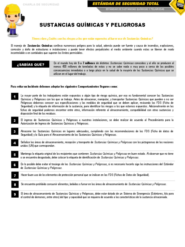 Charla de Seguridad Sustancias Químicas y Peligrosas | PDF