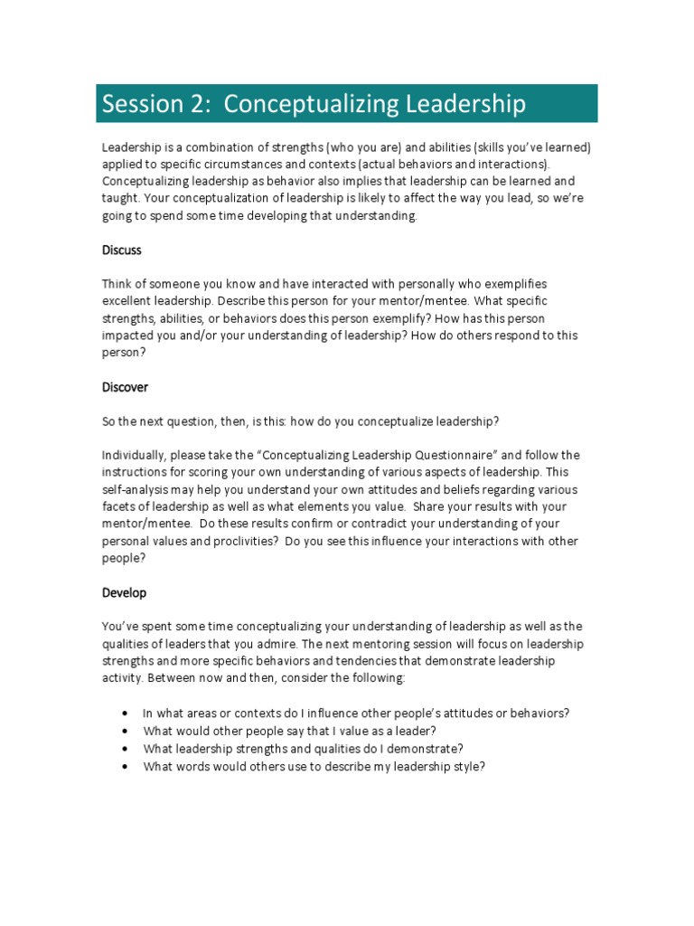 Conceptualizing Leadership Questionnaire | PDF