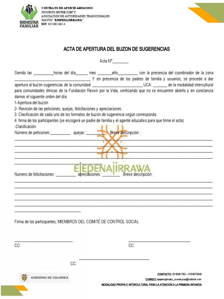 Acta de Apertura del Buzón de Sugerencias | PDF