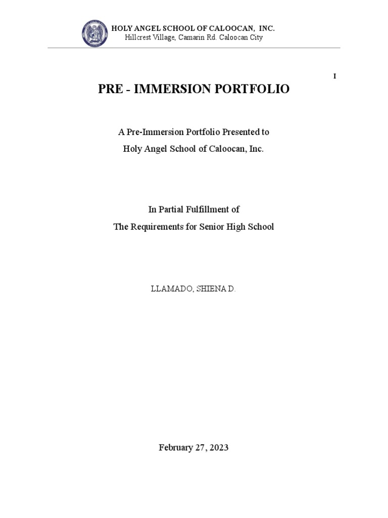 Pre-Immersion Portfolio | PDF