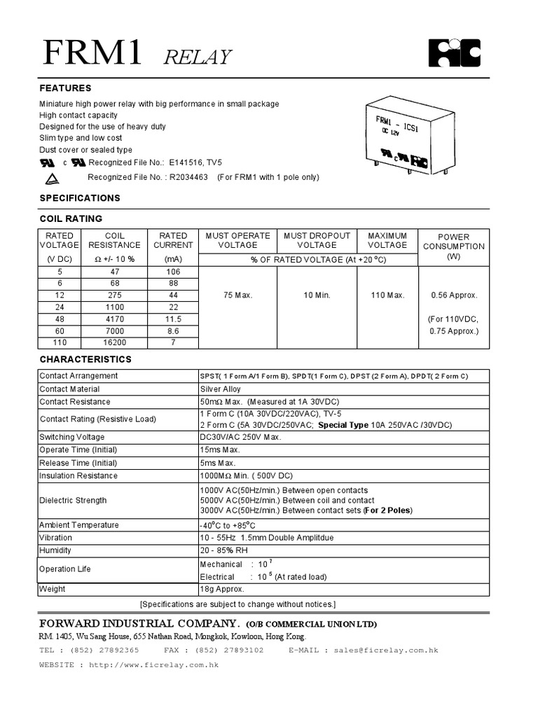 FRM1 | PDF | Switch | Relay