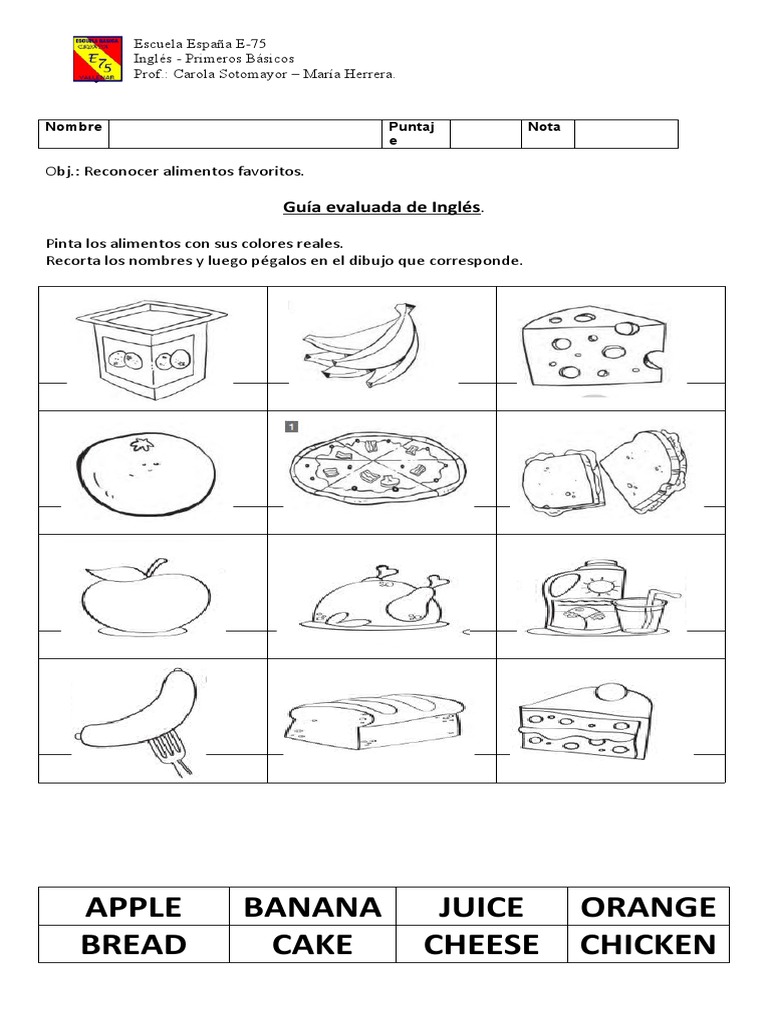 Guía de Inglés: Alimentos Favoritos | PDF | Cocina, comidas y vino