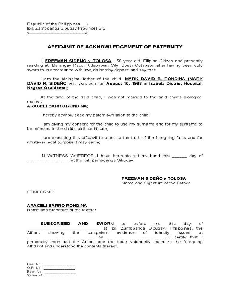 Affidavit of Confirmation | PDF