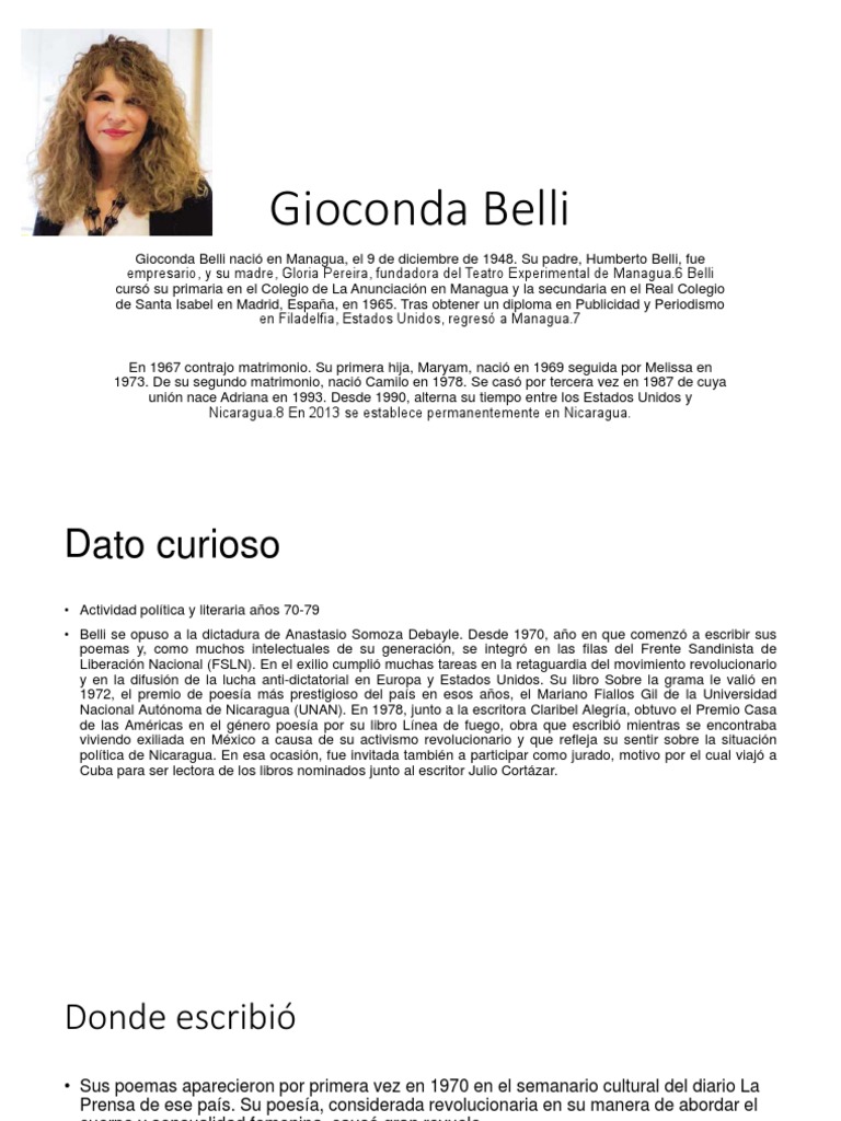 Biografía de Gioconda Belli | PDF | Ciencias sociales | Historia