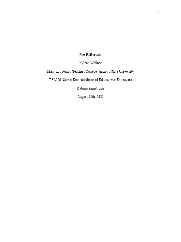 Tel200 Pre-Reflection | PDF | Behavioural Sciences | Psychology