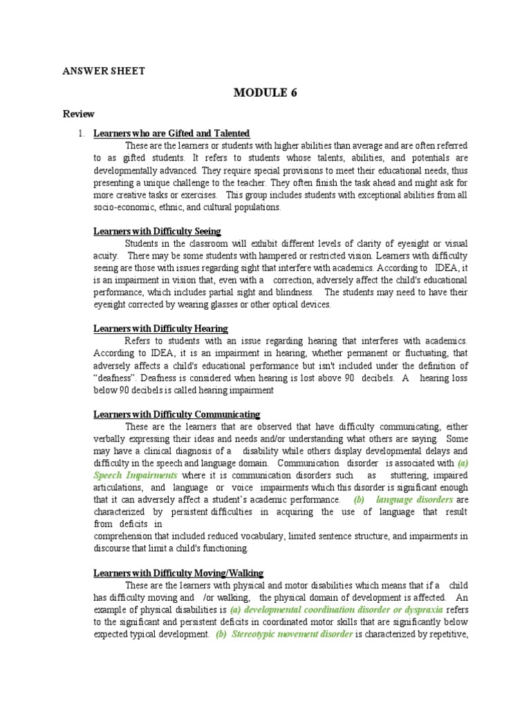 Lei Module 6 | PDF | Learning Disability | Learning