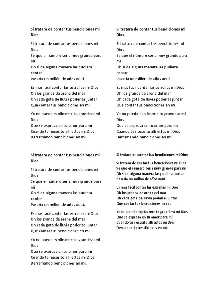 Si Tratara de Contar Tus Bendiciones Mi Dios (Letra) | PDF