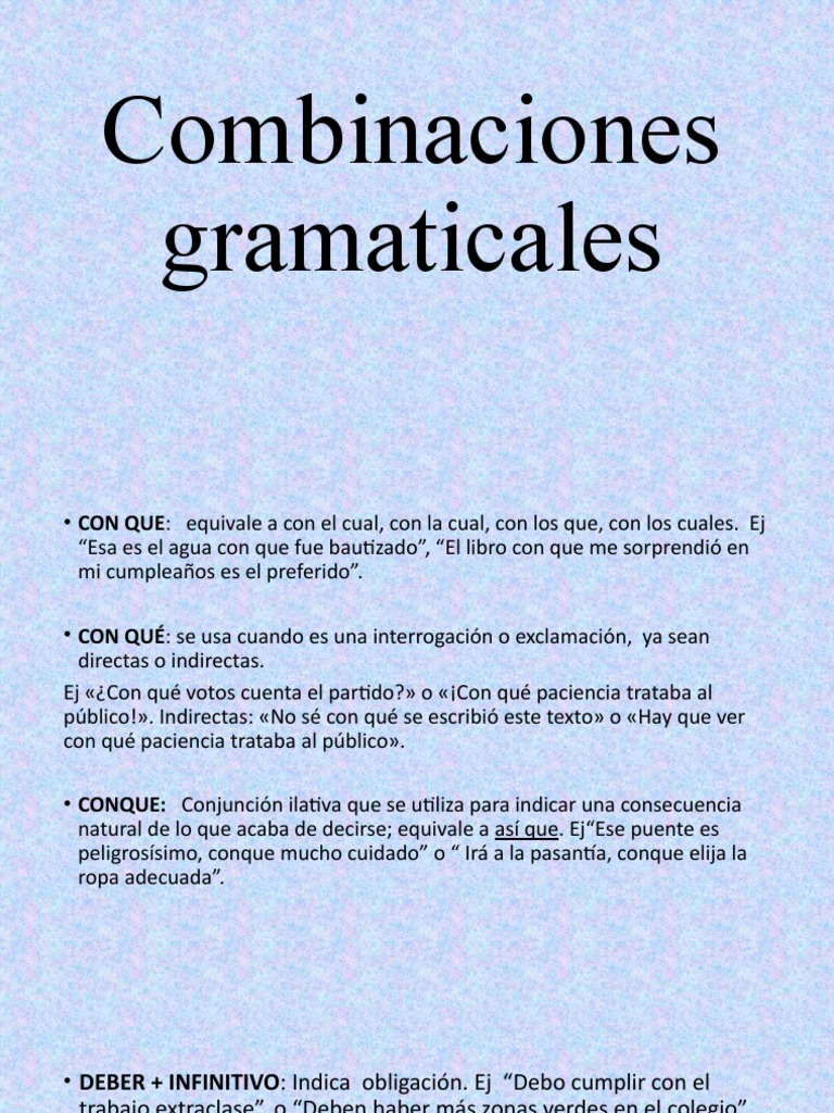 Combinaciones Gramaticales | PDF | Adverbio | Unidades Semánticas