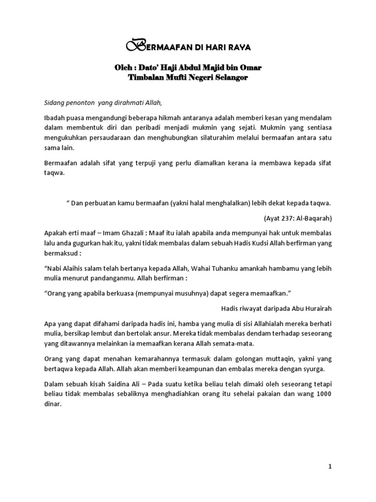 Bermaafan Di Hari Raya | PDF