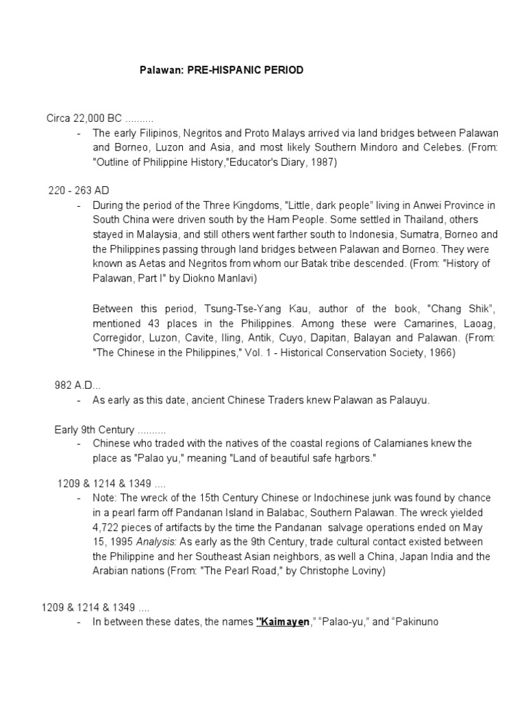Palawan: Pre-Hispanic Period | PDF | Philippines