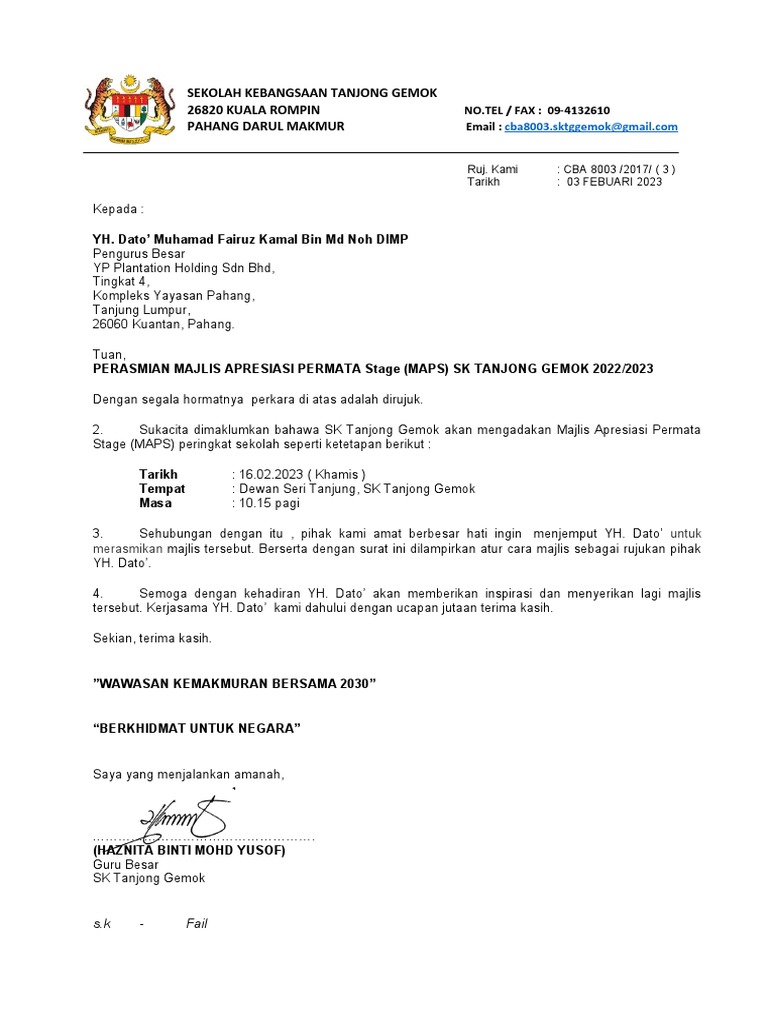 Surat Jemputan Perasmian MAPS | PDF