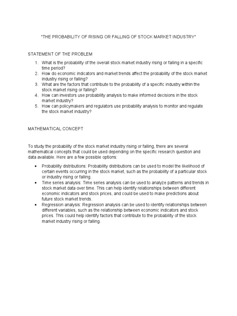 The Probability of Rising or Falling of Stock Market Industry | PDF