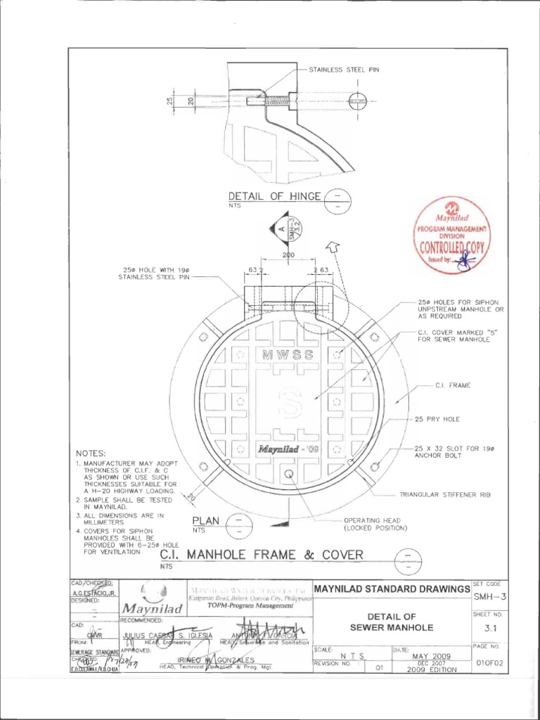 SMH-3, 3.1-3.2 - Detail of Sewer Manhole | PDF