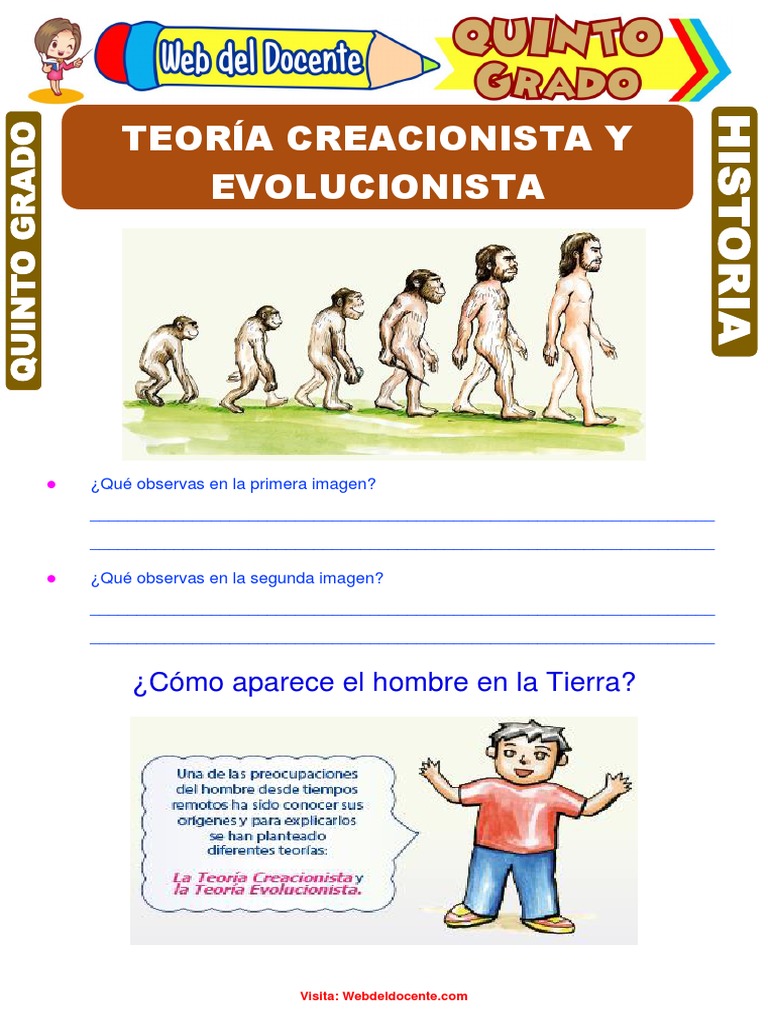 Teoría Creacionista y Evolucionista para Quinto Grado de Primaria | PDF ...