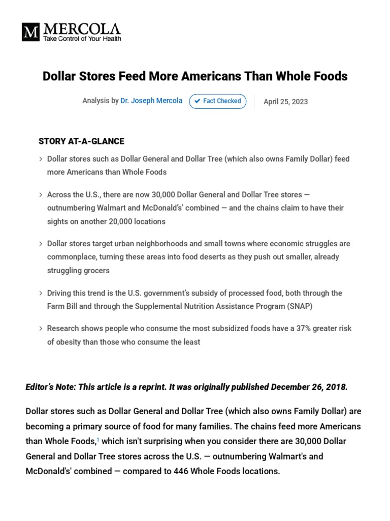 Dollar Stores and Food Deserts Impact | PDF | Supplemental Nutrition ...