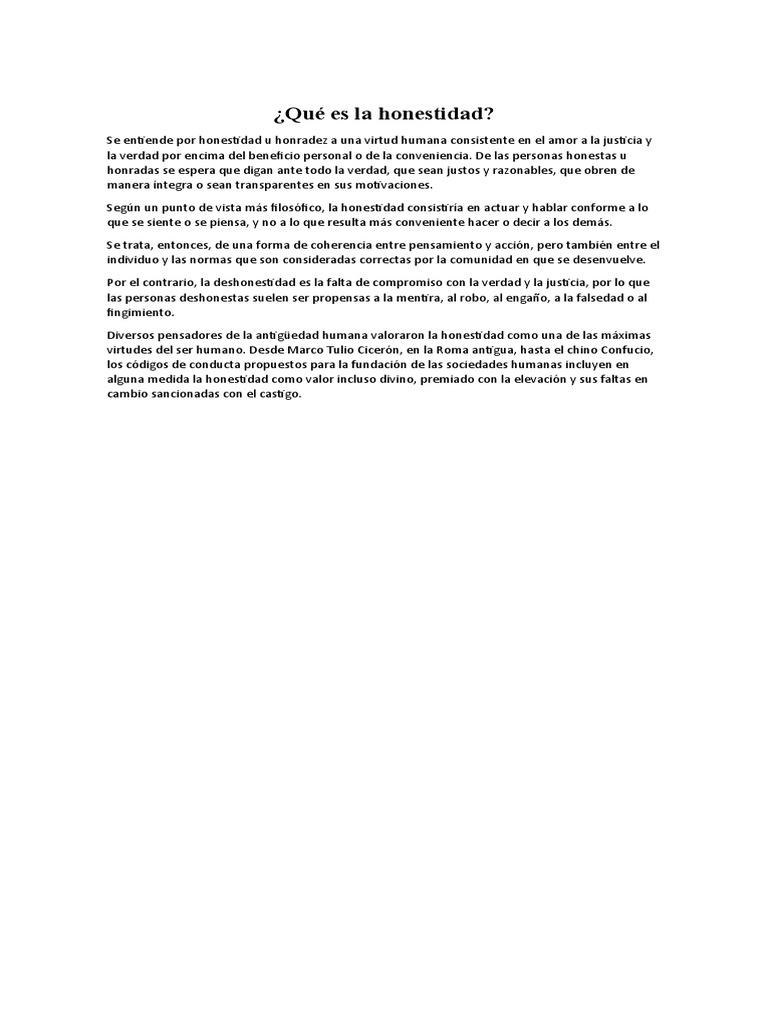 Qué Es La Honestidad | PDF | Verdad | Justicia