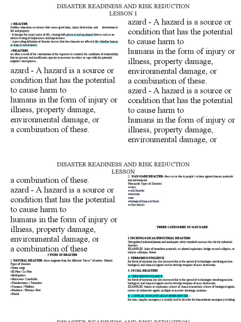 DISASTER Sudden Calamitous Occurrence That Causes Great Harm | PDF ...