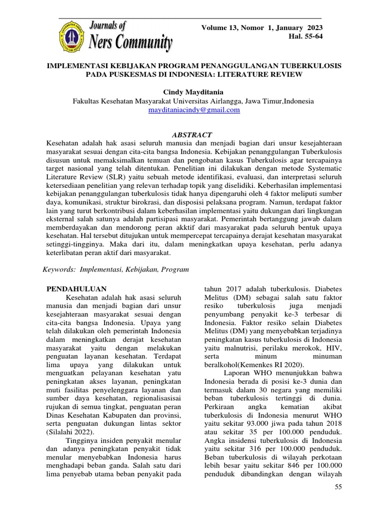 Mplementasi Kebijakan Program Penanggulangan Tuberkulosis Pada ... Mplementasi Kebijakan Program Penanggulangan Tuberkulosis Pada ...