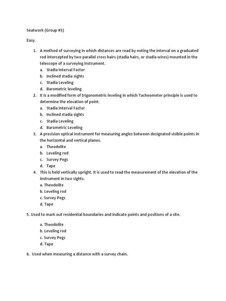 BSCE2D - GROUP3 - Stadia Interval Factor Inclined Stadia Sights Stadia ...