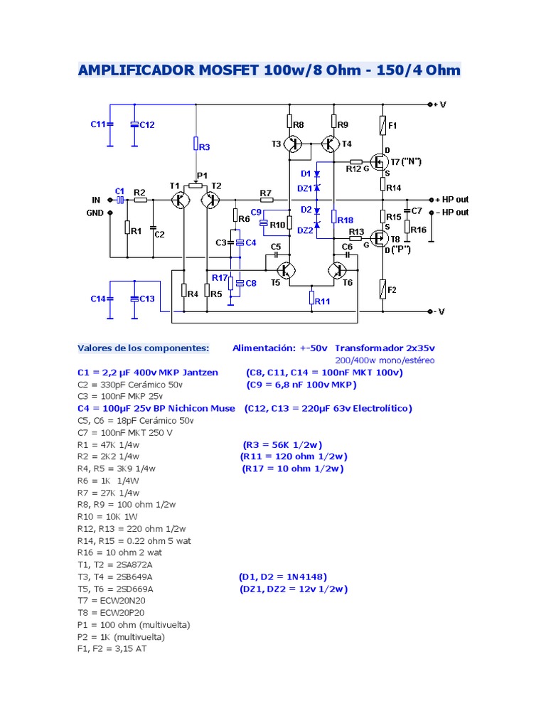 Amplificador Mosfet 100w | PDF
