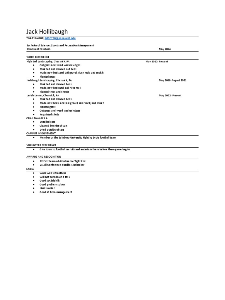 Jack Hollibaugh Resume | PDF