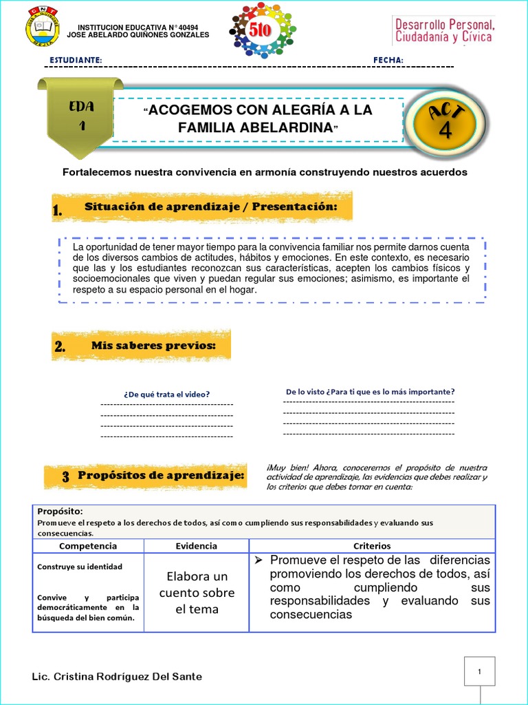 5° Sec. Eda 1 Actividad 4-DPCC | PDF