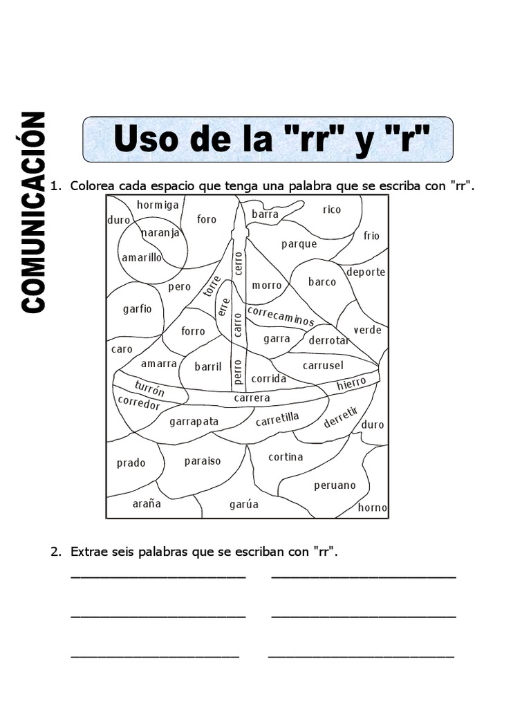 Ficha de Uso de RR y R para Segundo de Primaria | PDF