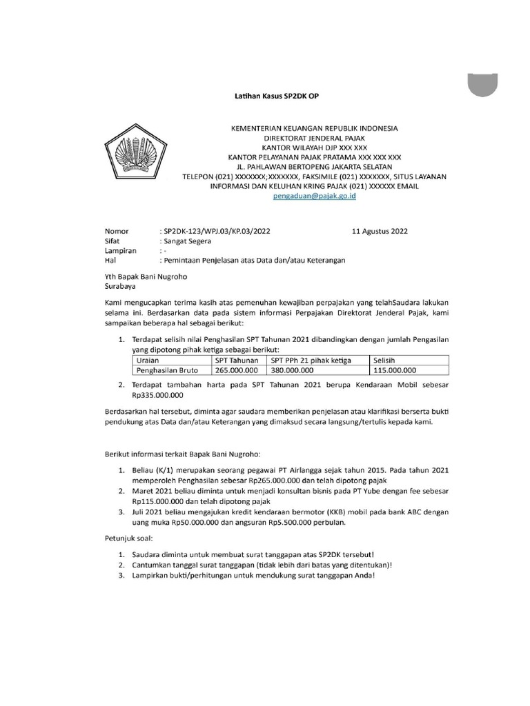 SP2DK Kasus PAJAK PERTEMUAN 8 | PDF