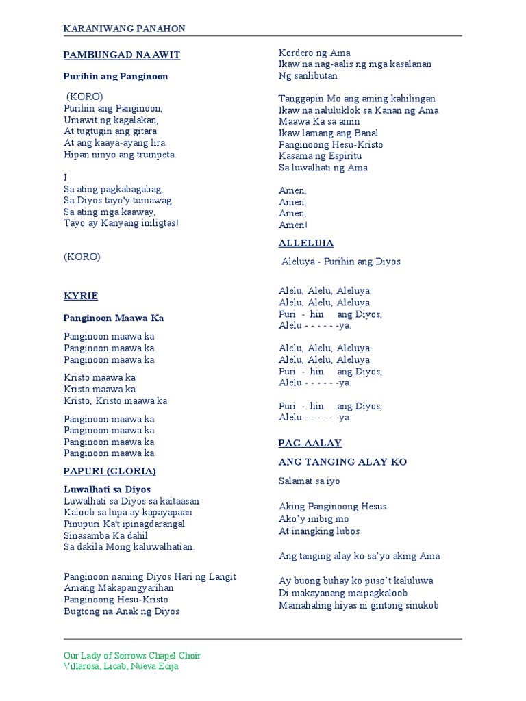 Line Up NG Kapilya - KARANIWANG PANAHON | PDF