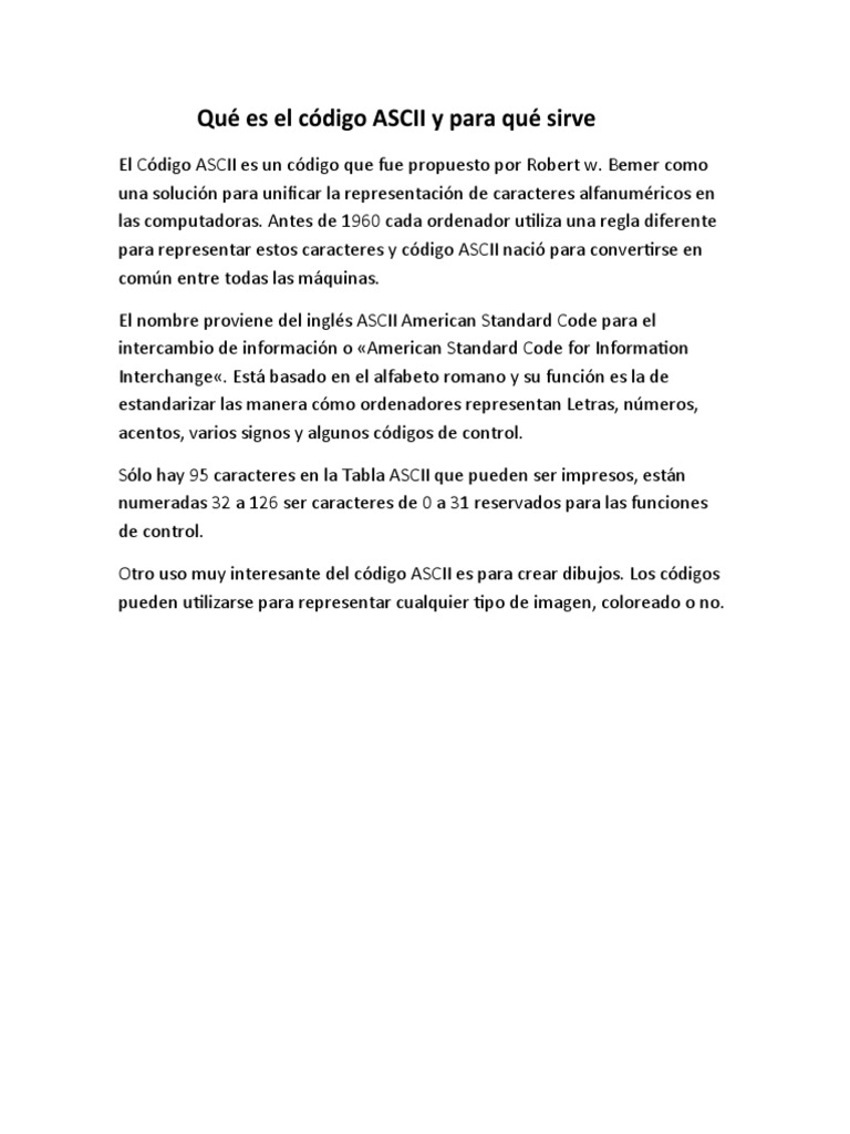 Qué Es El Código ASCII y para Qué Sirve | PDF
