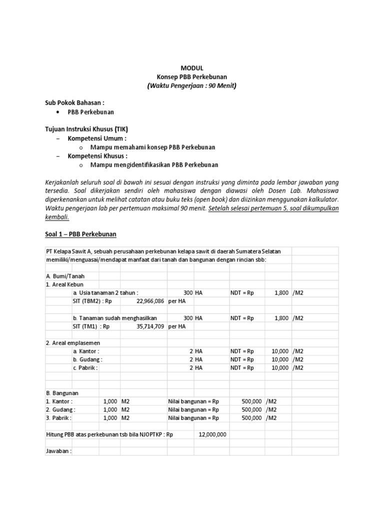 MODUL PBB Perkebunan | PDF